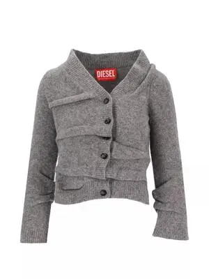 DIESEL® Cropped Cardigan In Wrinkled Boiled Knit