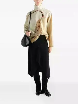 LEMAIRE Stand-collar Top In Salto Mortale Printed Dry Silk - Neutrals