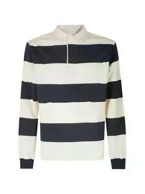 WOC Striped Long-sleeve Polo Shirt - Neutrals