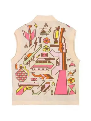 WALTER VAN BEIRENDONCK Stop War Patterned-intarsia Vest