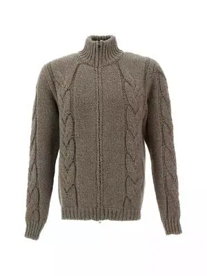 CUSTOMER LOVERS Cable-knit Zip-up Jacket - Brown