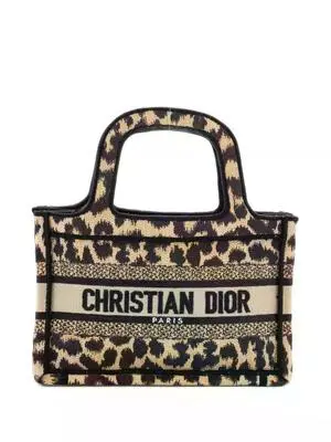 Dior Book Mizza Embroidered Canvas Mini Tote Bag - Brown