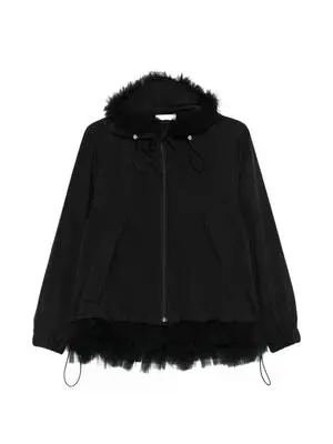 Noir Kei Ninomiya Tulle-trim Hooded Jacket - Black