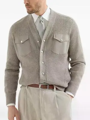 Brunello Cucinelli Cashmere Cardigan With Chest Pockets And Snap Buttons