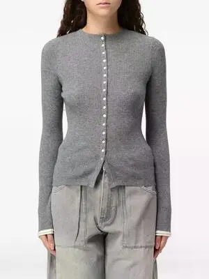 ELEH Ribbed-knit Button-up Cardigan