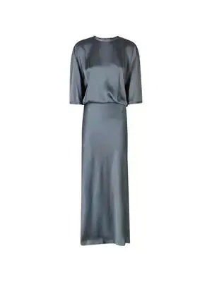 SEMICOUTURE Karisse Satin-finish Open-back Maxi Dress - Grey