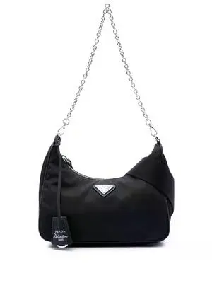 Prada 2019-2026 Mini Saffiano Trimmed Tessuto Re Edition 2005 Satchel - Black