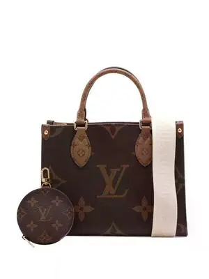 LOUIS VUITTON 2021-2026 Monogram Reverse Giant Onthego Pm Satchel - Brown