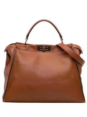 Fendi 2010-2026 Large Leather Peekaboo Iconic Satchel - Brown