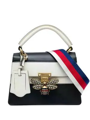 Gucci 2016-2026 Small Bicolor Calfskin Queen Margaret Top Handle Bag Satchel - Black
