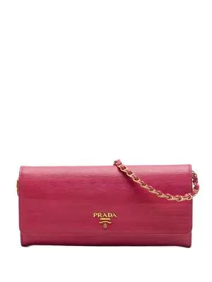 Prada 2013-2026 Vitello Move Wallet On Chain Crossbody Bag - Pink