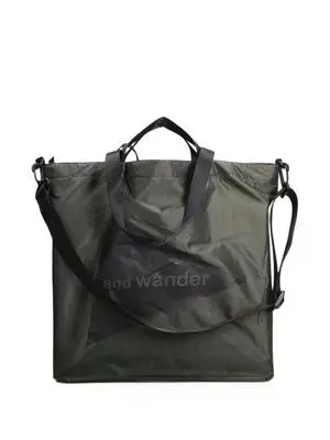 AND WANDER Ripstop Logo-print Tote Bag - Green