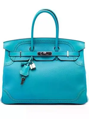 Hermès 2015 Togo And Swift Ghillies Birkin Retourne 35 Handbag - Blue