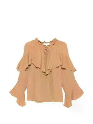 Ba&sh Betty Ruffled Tiered Blouse - Brown