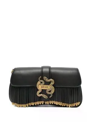 Just Cavalli Snake-plaque Pleated Cross Body Bag - Black