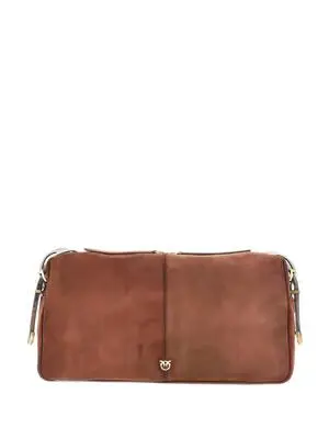 Pinko Keeper Bag Large Shoulder Bag In Spray-effect Suede - Brown