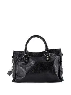 Balenciaga City Classic Studs Bag Leather Small Satchel - Black