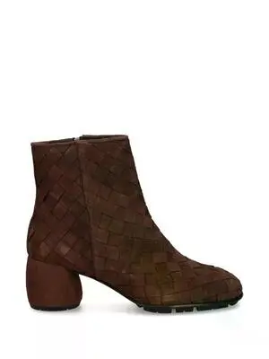 PONS QUINTANA Woven Leather Ankle Boots - Brown