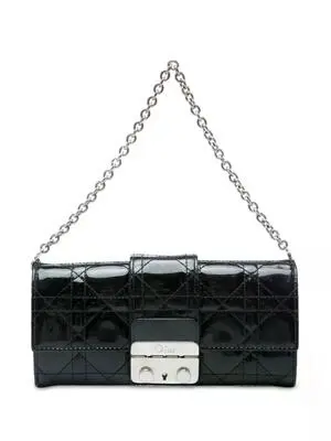 Dior 2013 Patent Cannage Miss Wallet On Chain Handbag - Black