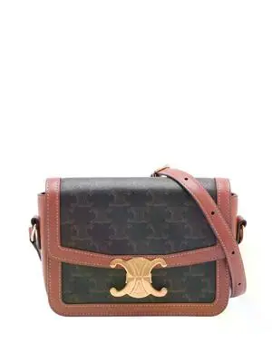 Celine 2010-2026 Classique Triomphe Coated Canvas And Calfskin Triomphe Crossbody Bag - Brown