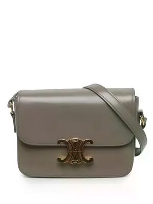 Celine 2024 Teen Shiny Calfskin Triomphe Crossbody Bag - Brown