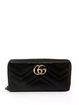 Gucci 2016-2026 Gg Marmont Matelasse Calfskin Zip Around Wallet Long Wallets - Black