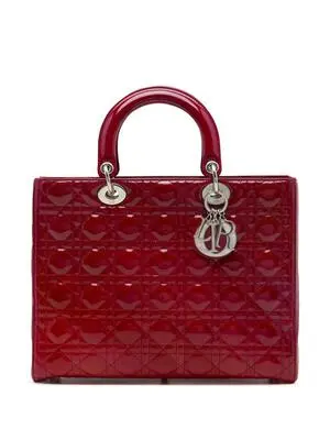 Dior 2014 Large Patent Cannage Lady Satchel - Red