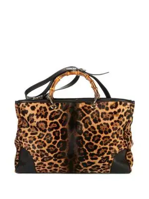 Gucci Bamboo Shopper Leopard-print Handbag