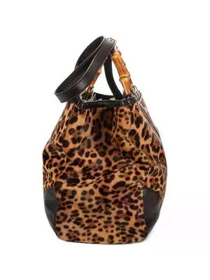 Gucci Bamboo Shopper Leopard-print Handbag