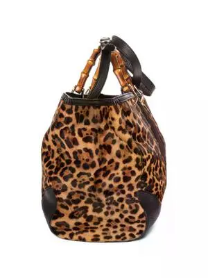 Gucci Bamboo Shopper Leopard-print Handbag