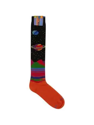 GALLO Space-print Intarsia-knit Socks