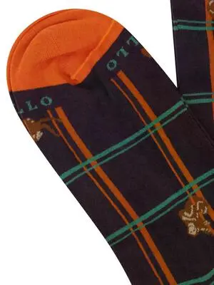 GALLO Check Monkey-motif Socks