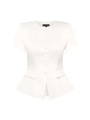 TIA DORRAINE Romantic Glow Short Sleeves Blazer, Pearl