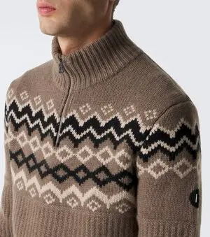 Bogner Ludi Fair Isle Cashmere Half-zip Sweater - Brown