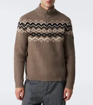 Bogner Ludi Fair Isle Cashmere Half-zip Sweater - Brown
