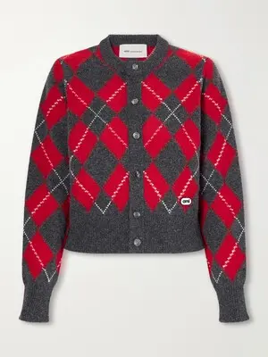 AMI Paris Argyle Wool Cardigan
