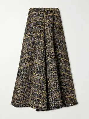 Altuzarra Varda Fringe-trimmed Tweed Midi Skirt - Multi