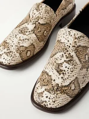 Acne Studios Logo-detailed Snake-effect Leather Loafers