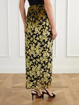 Balmain Gathered Devoré-velvet Maxi Skirt
