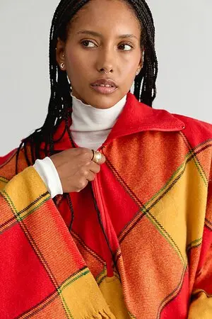 Free People Highland Plaid Poncho Jacket At