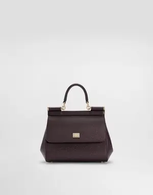 Dolce & Gabbana Small Sicily Handbag In Dauphine Calfskin Handbags Purple - Bordeaux