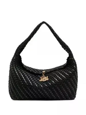 Just Cavalli Woven Logo-charm Shoulder Bag - Black