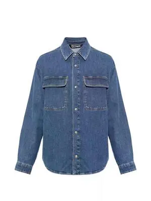 Palm Angels Logo-print Denim Shirt Jacket - Blue