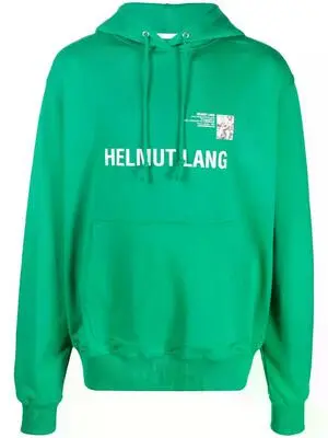 Helmut Lang Logo-print Drawstring Hoodie - Green