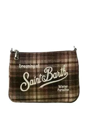 MC2 SAINT BARTH Parisienne Mini Tartan Wool Clutch Bag - Brown