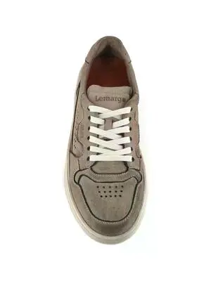 LEMARGO Perforated Panelled Leather Sneakers - Brown