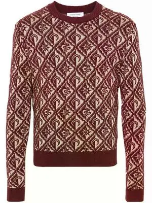 MARINE SERRE Patterned-jacquard Wool-blend Jumper - Red