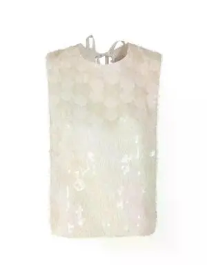 SEMICOUTURE Cara Sequin-embellished Fringed Top