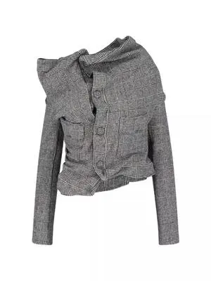Junya Watanabe Prince Of Wales Check Draped Jacket