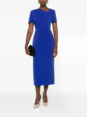 Roland Mouret Asymmetric Pleated Midi Dress